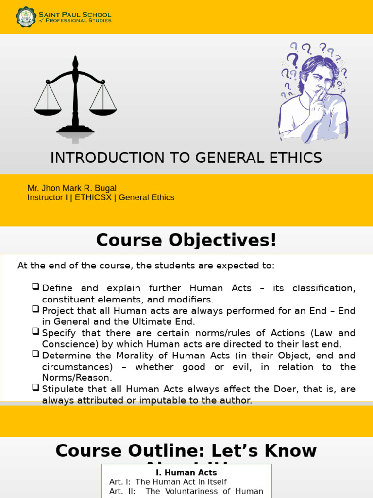 Lesson 1 - Introduction To General Ethics | PDF | Intention | Morality
