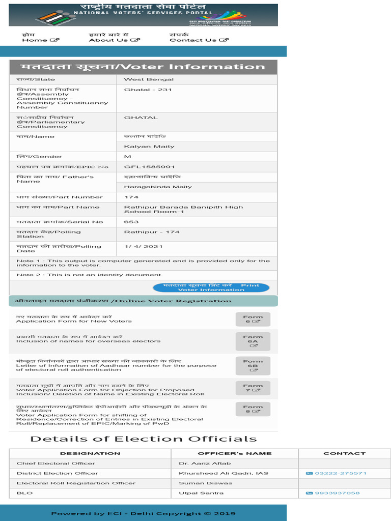 ECI Voter Information | PDF