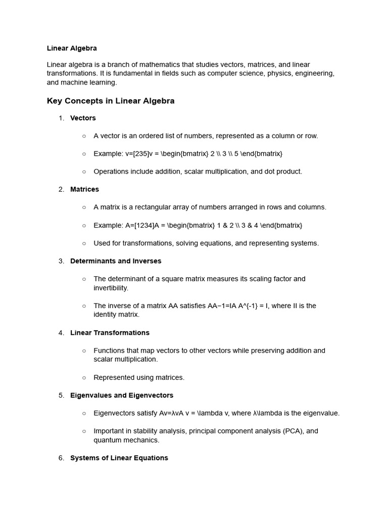 Linear Algebra | PDF