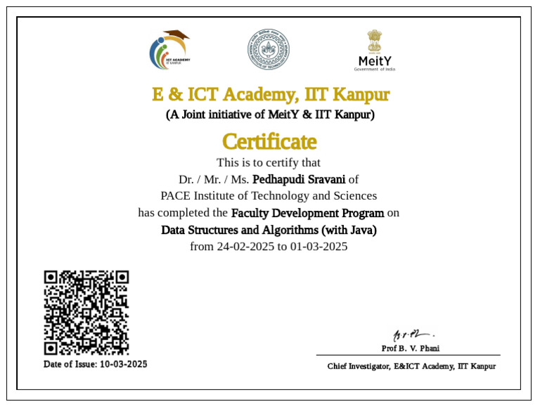 Faculty Development Certificate: Data Structures | PDF