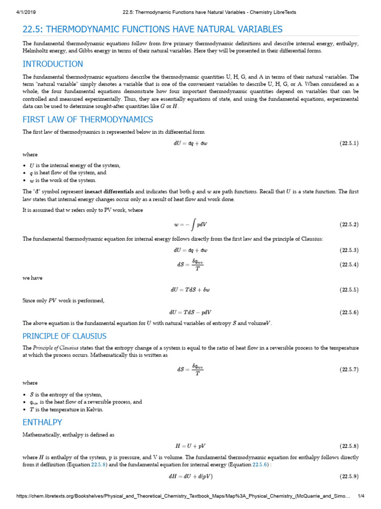 Thermodynamic Functions Have Natural Variables | PDF | Gibbs Free ...