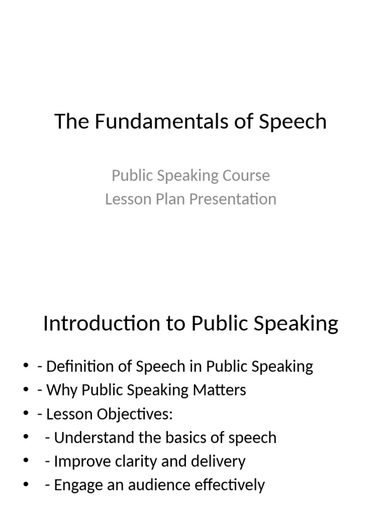 Fundamentals of Speech Public Speaking | PDF | Nonverbal Communication ...