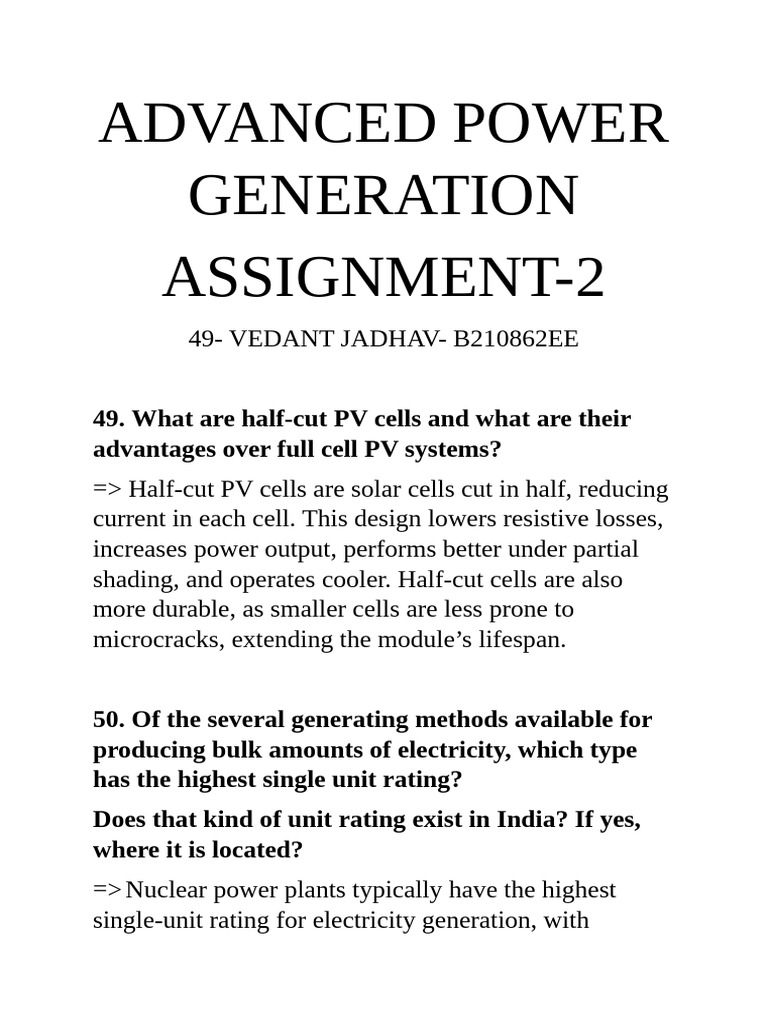 49-B210862EE - ADVANCED POWER GENERATION Assignment-2 | PDF | Wind ...