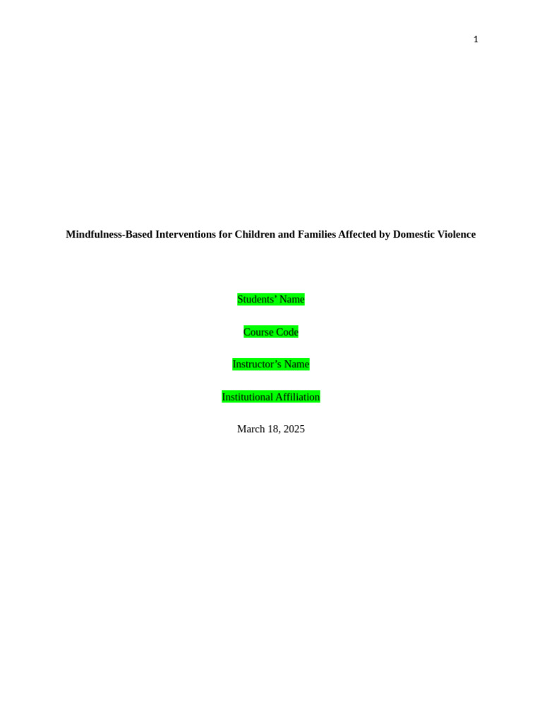 Mindfulness-Based Interventions For Children and Families | PDF ...