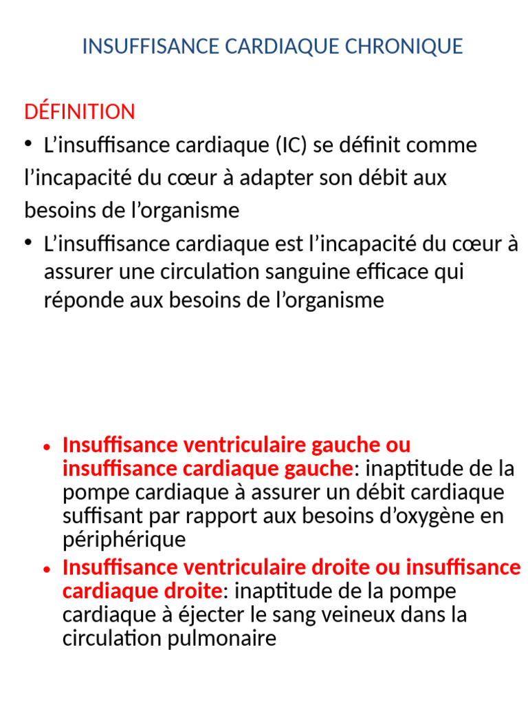 Insuffisance Cardiaque Chronique1 | PDF | Insuffisance cardiaque ...