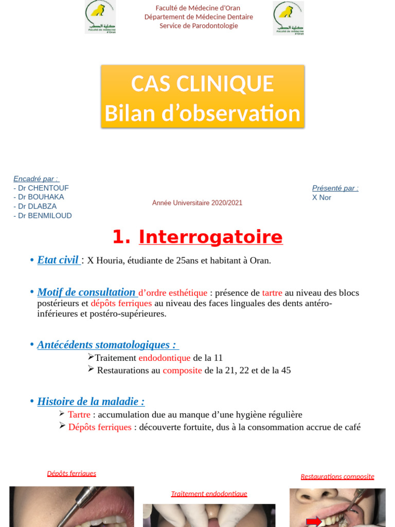 Cas clinique paro [Enregistré automatiquement] | PDF | Hygiène bucco-dentaire | Échecs