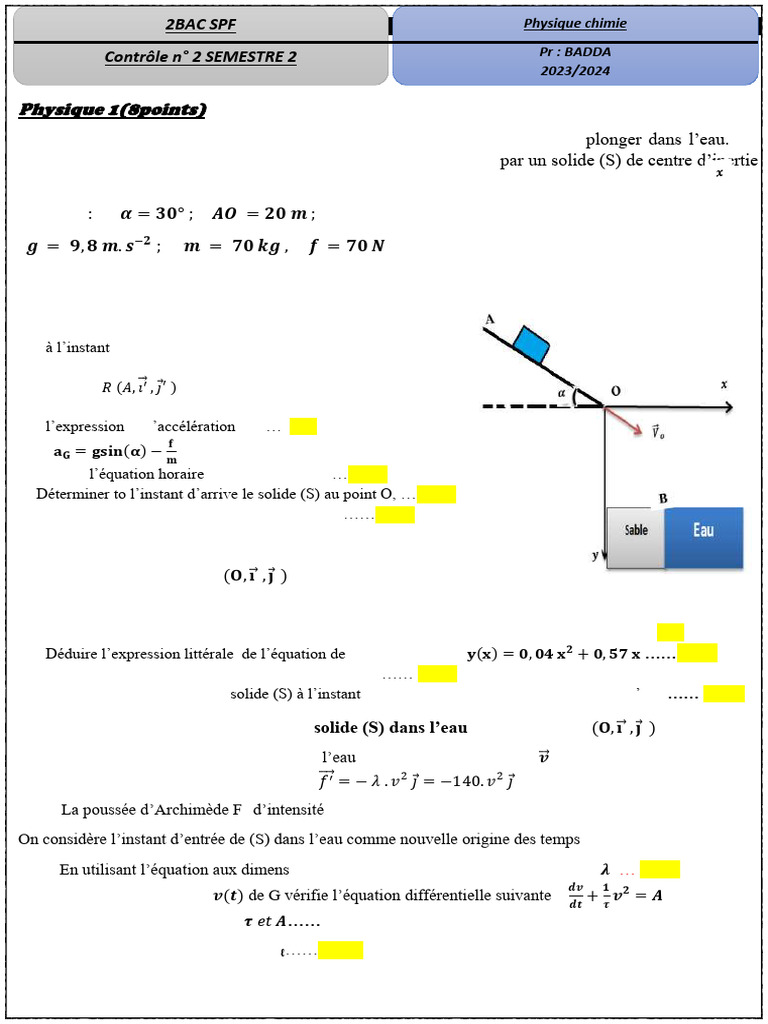 Étude du mouvement d'un solide sur toboggan | PDF | Pendule (physique) | Métrologie