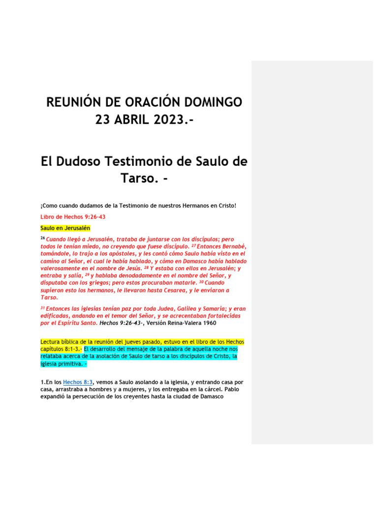 Testimonio de Saulo de Tarso | PDF | Pablo el apóstol | Cristo (título)