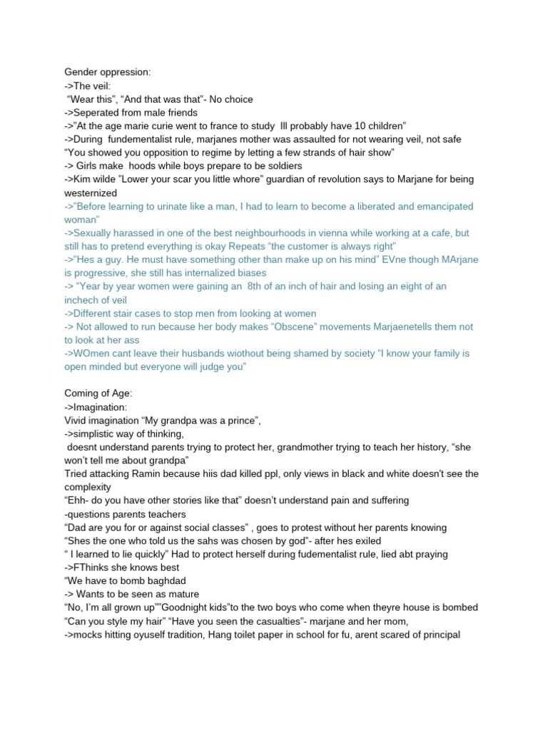 Persepolis Notes and Quotes | PDF | Anger