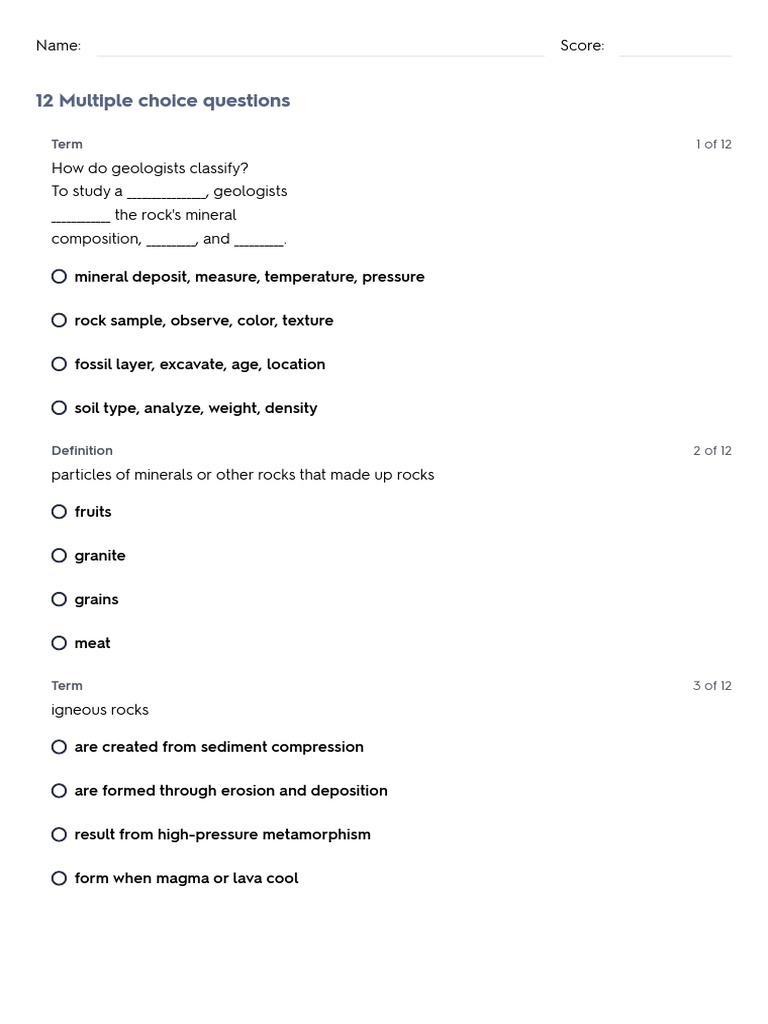 (Multiple QS) CH 2 Minerals and Rocks 2-2 | PDF | Rock (Geology ...