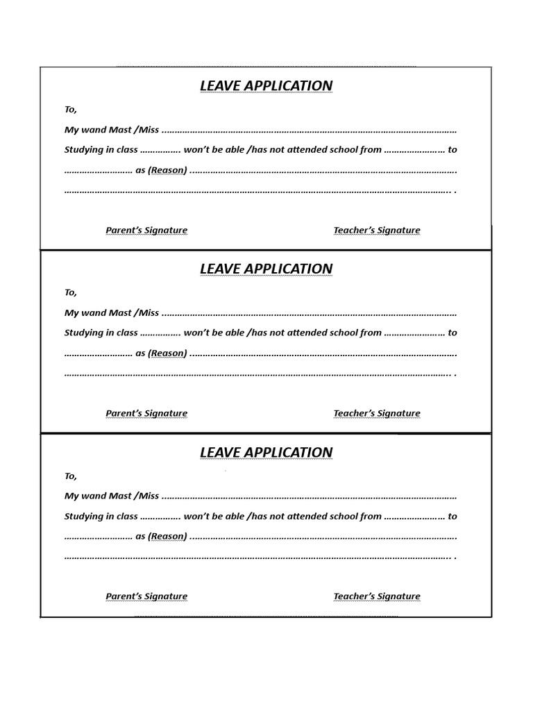 Leave Application Template for Students | PDF