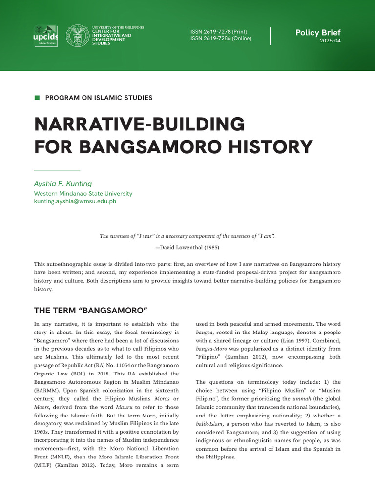 Bangsamoro History Narrative Insights | PDF | Philippines