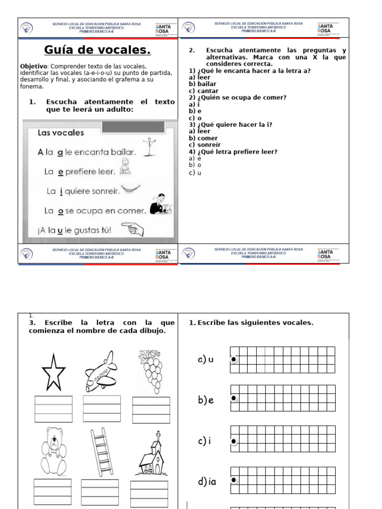 Guía de Vocales para Aprendizaje Infantil | PDF