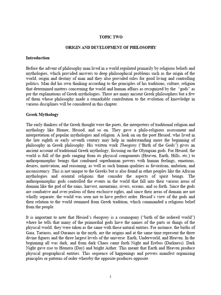 WEEK 2 and 3 ORIGIN AND DEVELOPMENT OF PHILOSOPHY | PDF | Ancient Greek ...