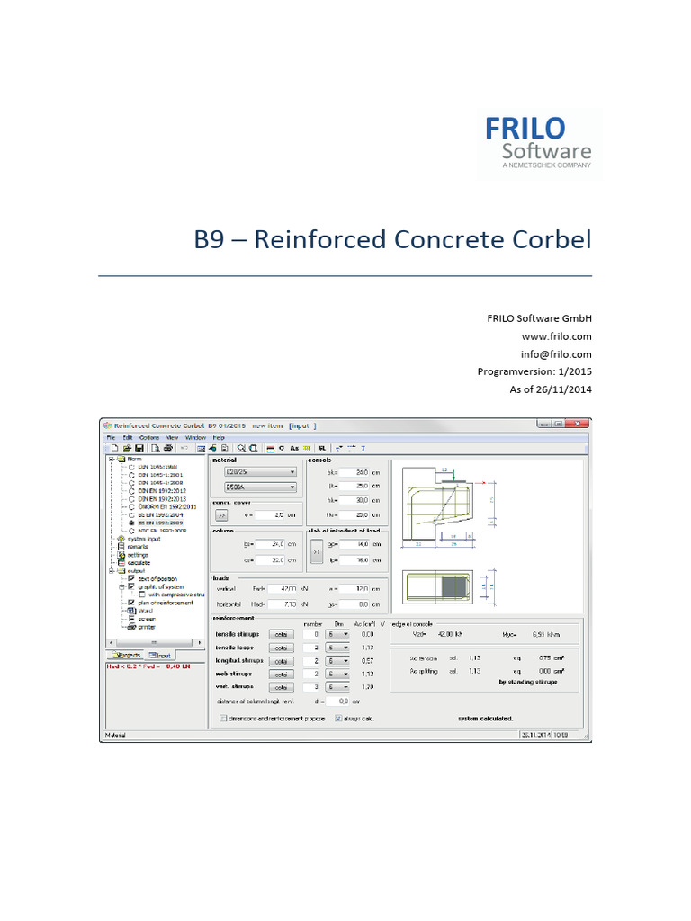 B9 Reinforced Concrete Corbel. FRILO Software GmbH Www.frilo.com Info ...
