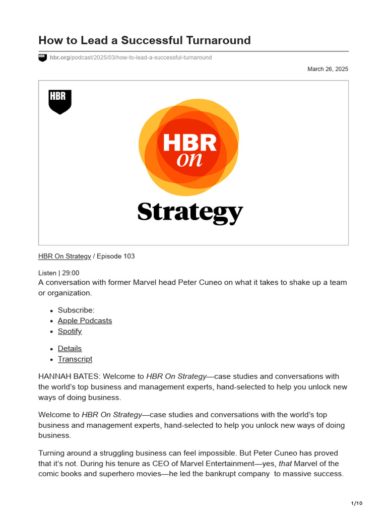 hbr.org-How to Lead a Successful Turnaround | PDF