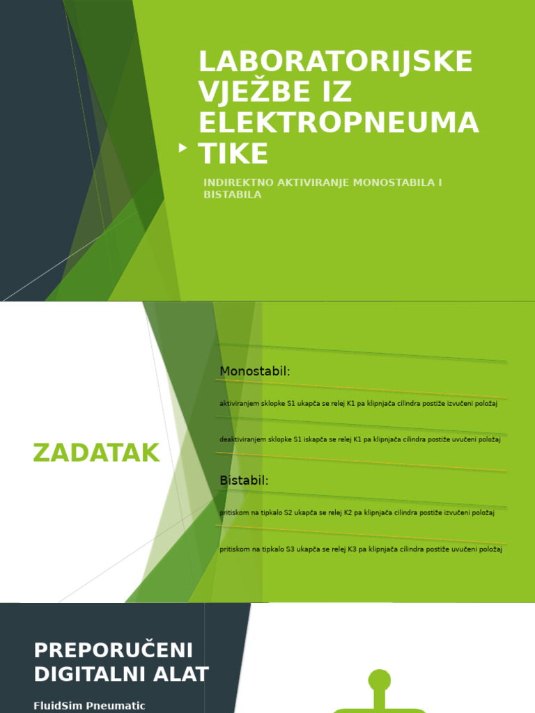 LV 2 Elektropneumatika Indirektno Aktiviranje Monostabila I Bistabila | PDF