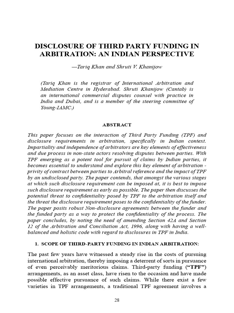 Disclosure of tpf - tariq khan | PDF | Arbitration | Non Disclosure Agreement
