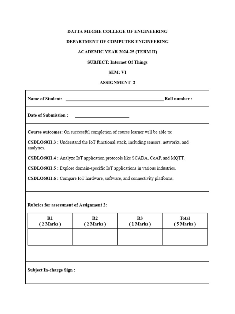 Assignment 2 IOT | PDF