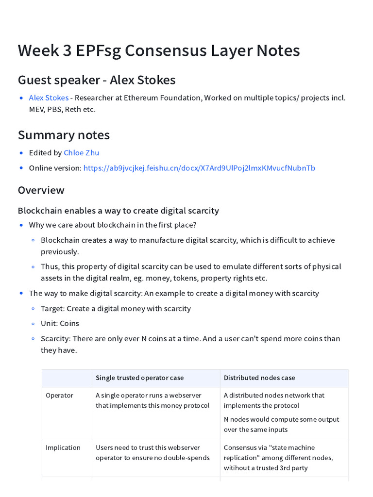 Week 3 EPFsg Consensus Layer Overview | PDF | Bitcoin | Computer Science