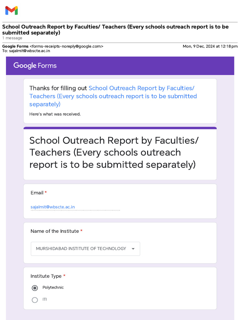 Gmail - School Outreach Report by Faculties - Teachers (Every Schools ...
