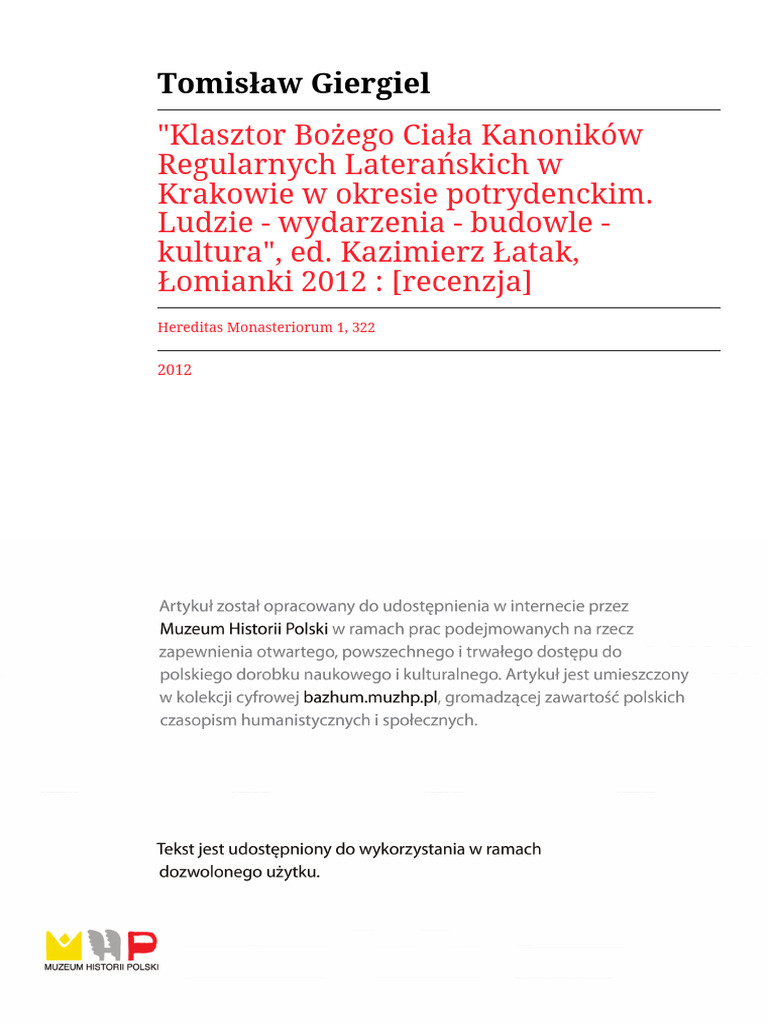 Hereditas - Monasteriorum r2012 t1 s322 | PDF | Catholic Church