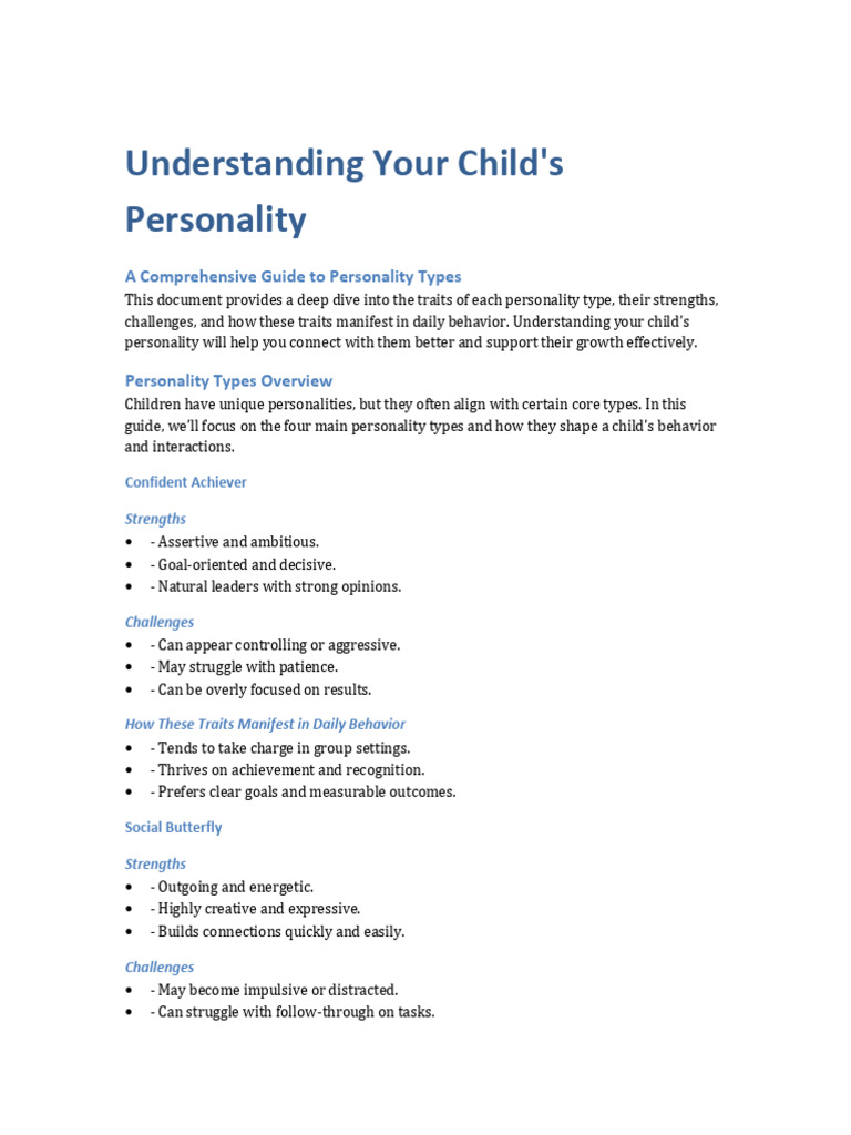 Overview of the Four Personality types | PDF