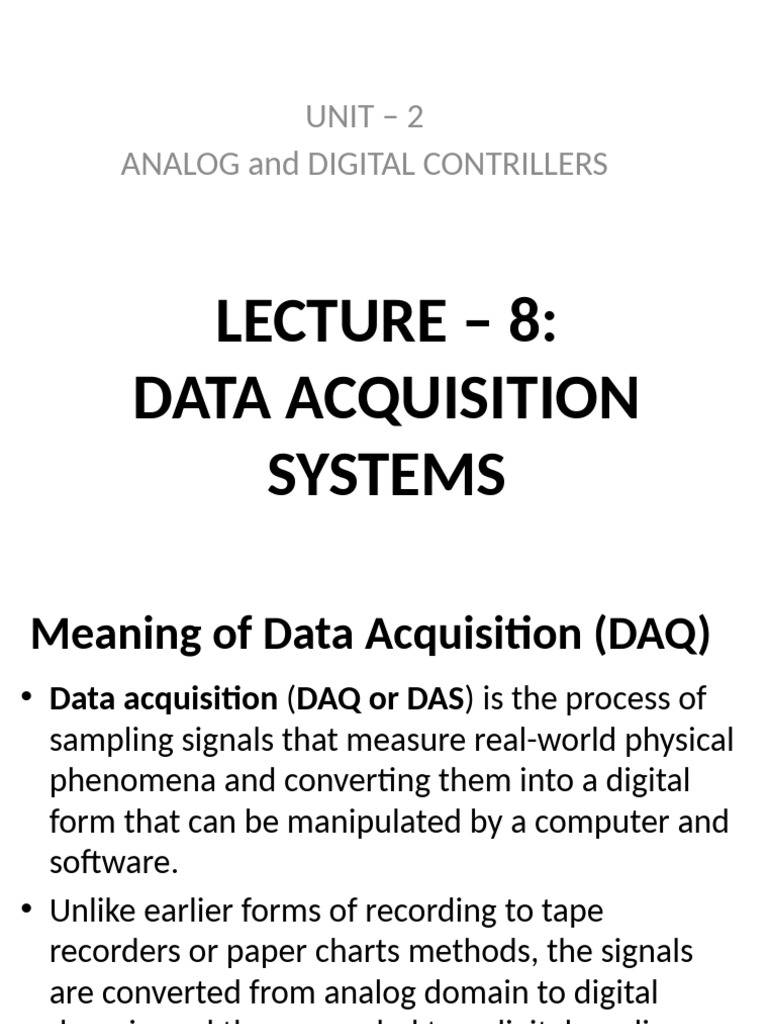LECTURE - 8 DATA ACQUISITION SYSTEMS | PDF | Data Acquisition | Power Supply