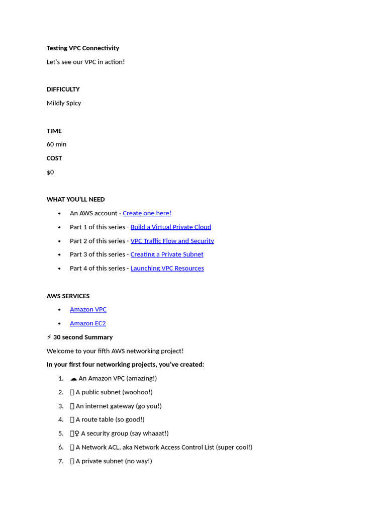 NW5-Testing VPC Connectivity | PDF | Computer Network | Secure Shell