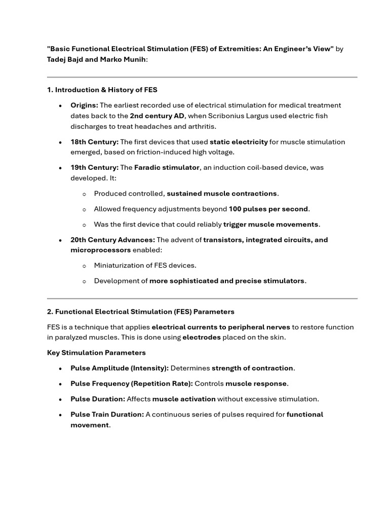 FES Technology for Muscle Rehabilitation | PDF | Skeletal Muscle ...
