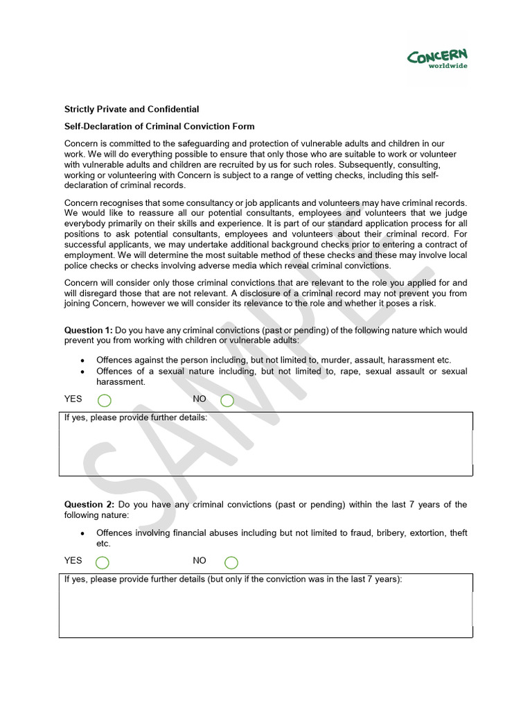 Criminal Background Check Form | PDF | Criminal Record | Background Check
