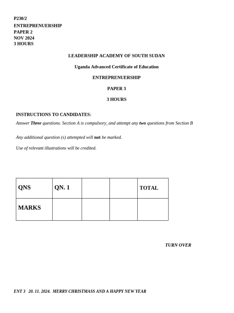 Entrepreneurship Paper Three | PDF | Entrepreneurship | Marketing