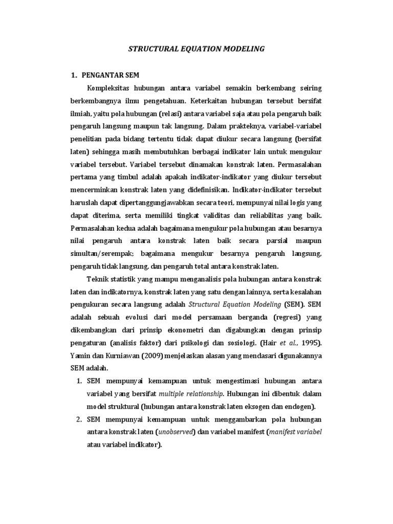 Panduan Dasar Structural Equation Modeling | PDF | Metode & Bahan Ajar