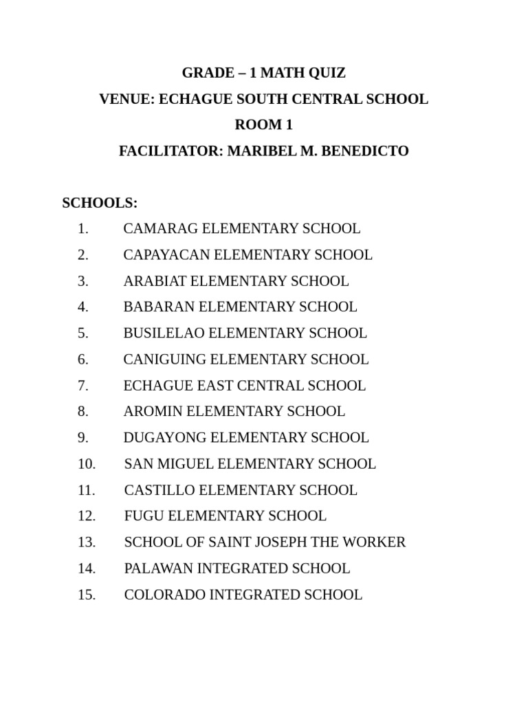 LD 6 Math Quiz Room Assignment | PDF