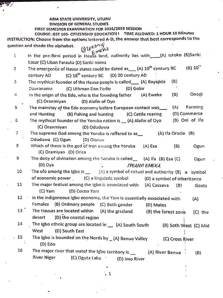 GST103 (2018 2019) | PDF