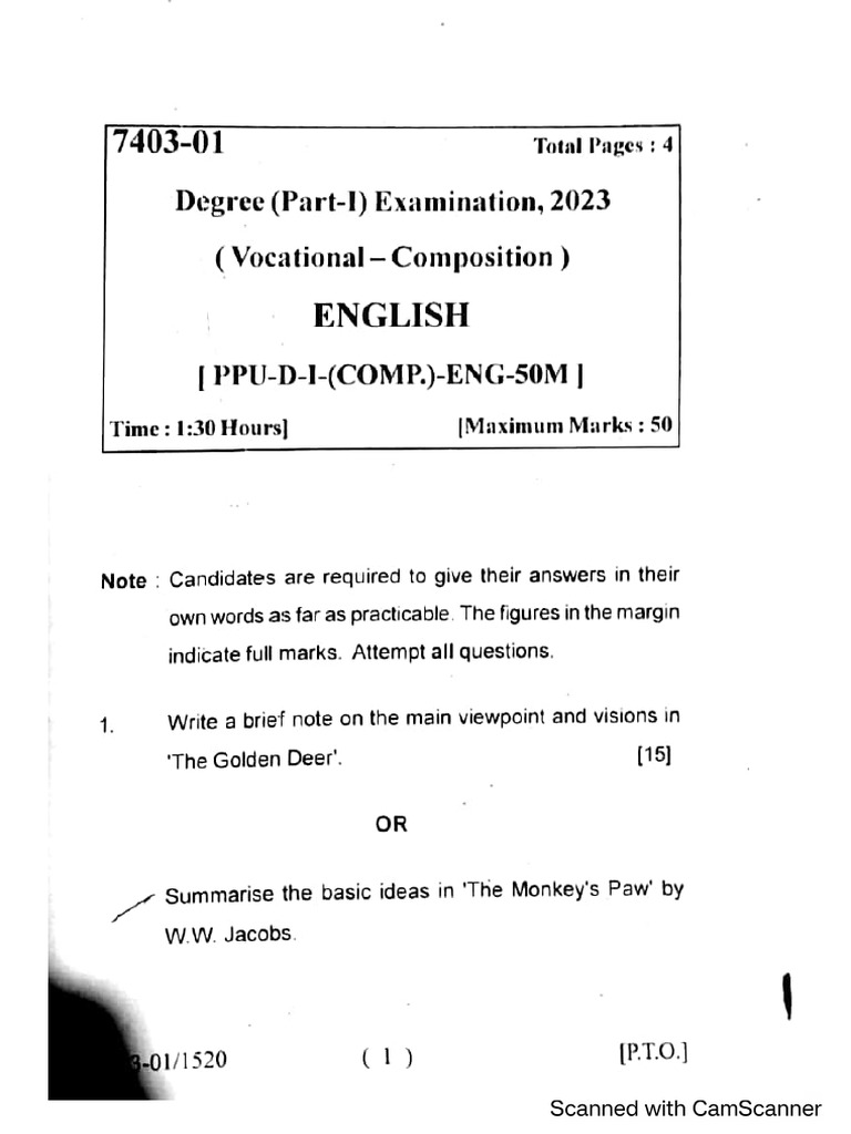 BCA 1st Year (2023) Composition English 50 Marks | PDF