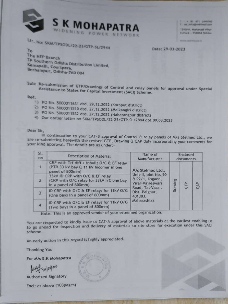CAT-A Approved GTP &drawing C&R Panel Stelmec Compressed | PDF