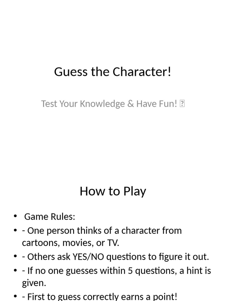 Character Guessing Game Rules | PDF
