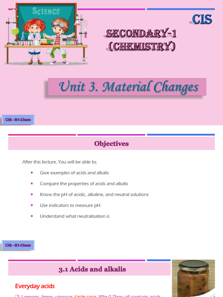 S1 Unit 3 Acid, Alkali and Neutralisation | PDF | Acid | Ph