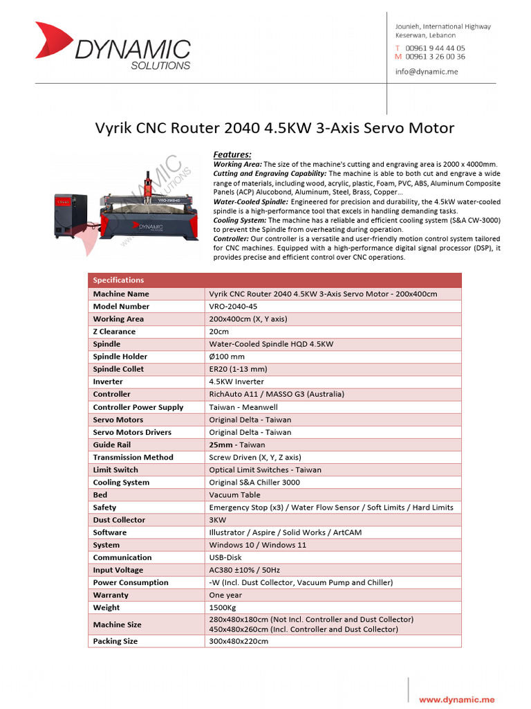 Vyrik CNC Router 2040 3-Axis Servo | PDF | Numerical Control ...