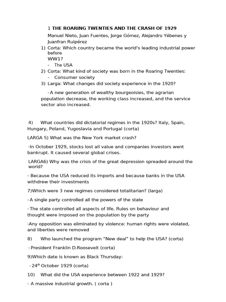 1 The Roaring Twenties and The Crash of 1929 | PDF