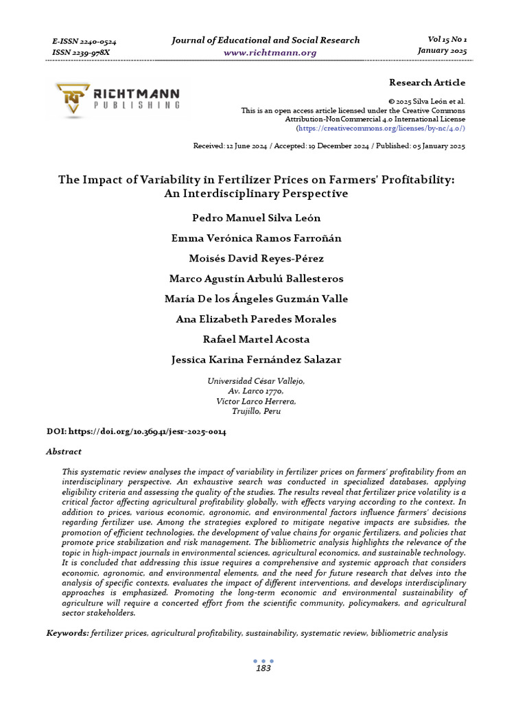 jesr-2025-0014 | PDF | Agriculture | Systematic Review
