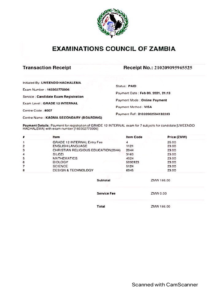 ECZ Receipt | PDF