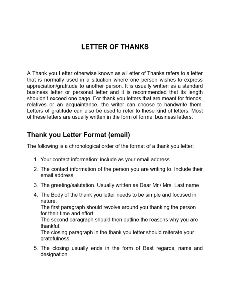 Thank You Letter Format | PDF