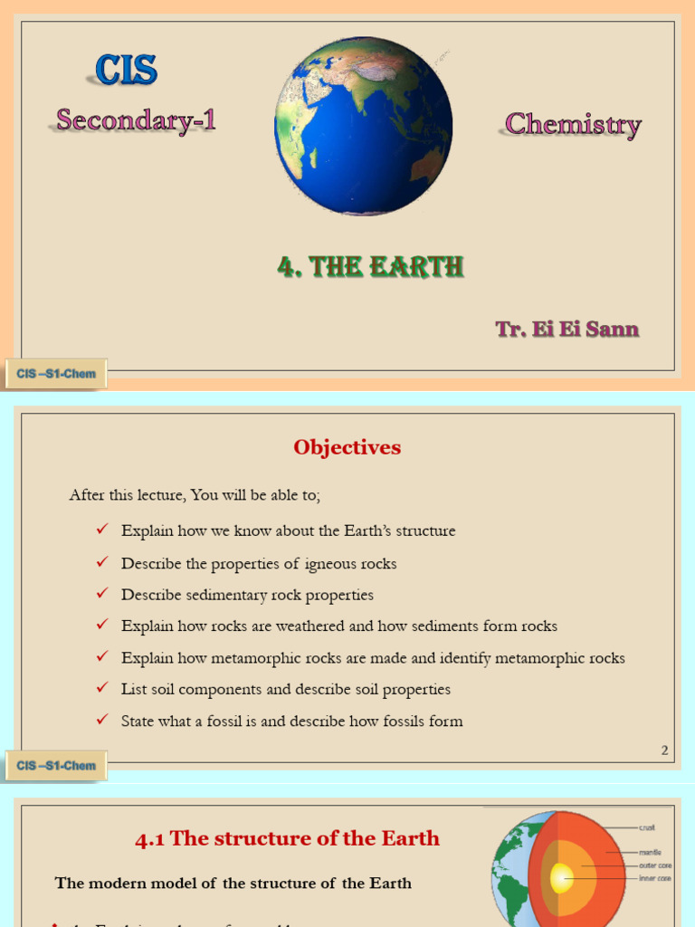 S1 Unit 4 The Earth | PDF | Rock (Geology) | Weathering