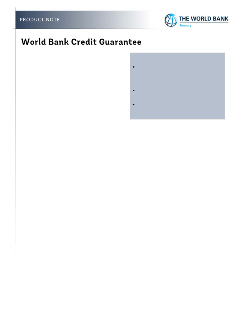 World Bank Credit Guarantee: Product Note | PDF | Guarantee ...