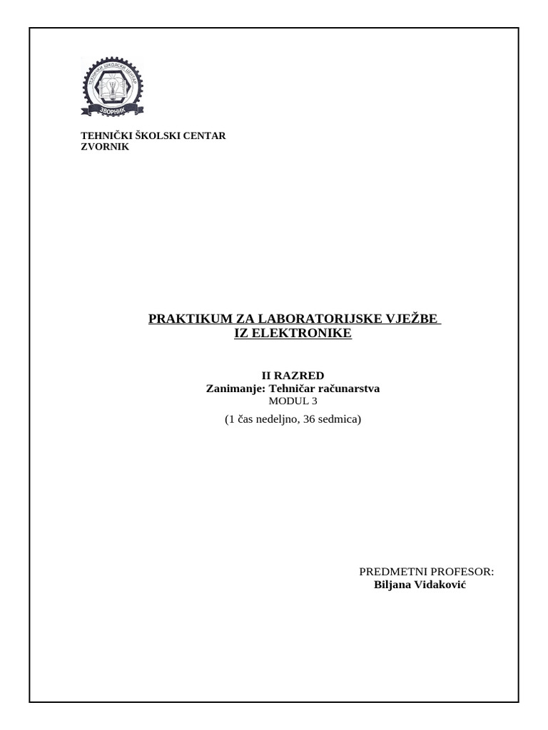 Praktikum Za Laboratorijske Vjezbe Iz Elektronikenovo | PDF