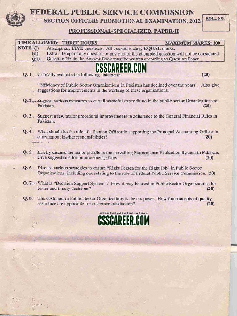 Professional - Specialized Paper-II-2012 | PDF