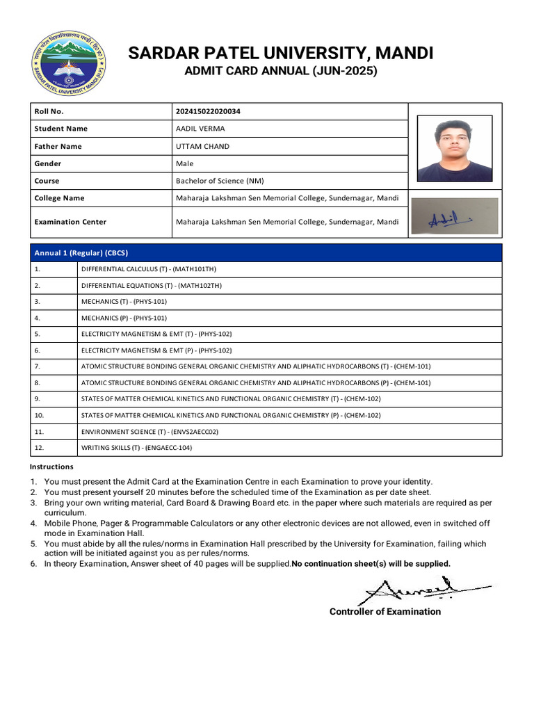 24010111_JUN-2025_AdmitCard | PDF