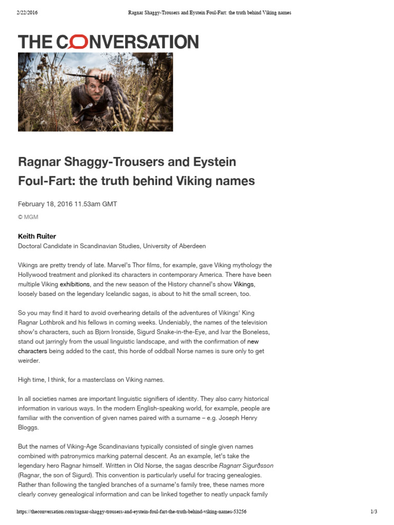 Ragnar Shaggy Trousers and Eystein Foul | PDF | Vikings | Viking Age